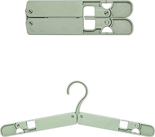 Foldable Travel Hanger Pants Hangers Lightweight and Durable Non-deformable Plastic Cloths Hanger Fits All Clothes and Socks Towel Can Be Folded Down for Easy Storage(Green) (Green)