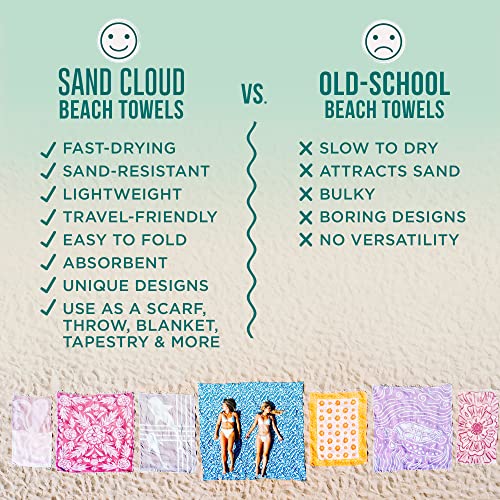 Sand Cloud Large Turkish Beach Towel - Sand Free - 100% Organic Turkish Cotton Yarn - Quick Dry Towel for Beach, Picnic Blanket or Throw - As Seen on Shark Tank - Boho Honey XL