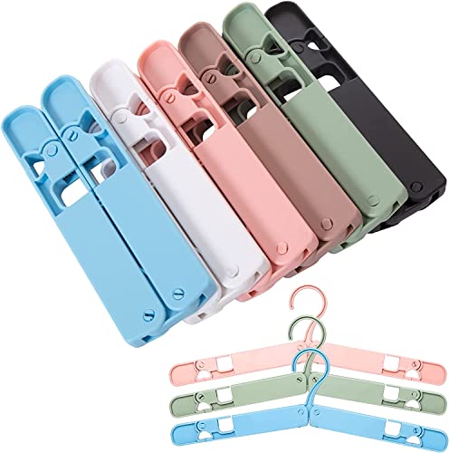 Foldable Travel Hanger Pants Hangers Lightweight and Durable Non-deformable Plastic Cloths Hanger Fits All Clothes and Socks Towel Can Be Folded Down for Easy Storage(Green) (Green)
