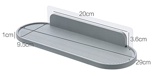 Fineget Floating Shower Shelves Plastic Wall Mount Shelf Adhesive Soap Shower Shelves for Bathroom Kitchen Bathtub Bedroom Living Room Rustproof No Drilling Storage Organizer Quick Dry Grey 2 Pack