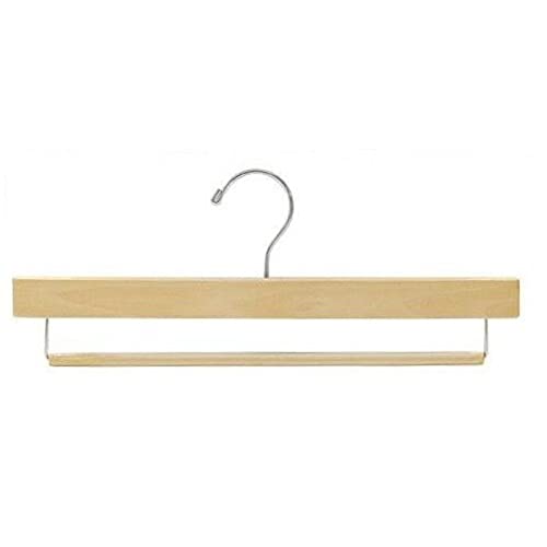 Only Hangers 14" Natural Wooden Pant Hanger w/Non-Slip Bar Box of 10