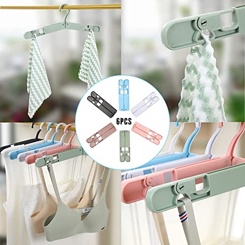 Foldable Travel Hanger Pants Hangers Lightweight and Durable Non-deformable Plastic Cloths Hanger Fits All Clothes and Socks Towel Can Be Folded Down for Easy Storage(Green) (Green)