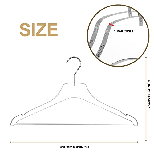 Quality Acrylic Clear Lucite Hangers 20-Pack with Bar Chrome Hooks for Clothes, Pants, Suit Jackets, Coats, and Shirts, Closet and Wardrobe Organization (Chrome/Gloss Silver Hook, 20)
