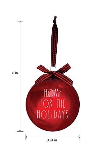 Rae Dunn Christmas Ornaments - Set of 2 Glass Balls - 100mm / 3.94 Inch Large Hanging Holiday Decorations for Xmas Tree Home for The Holidays