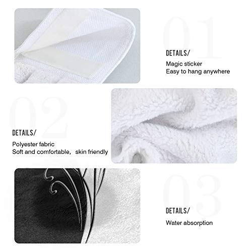 AUUXVA Hanging Hand Towels Beautiful Black White Red Rose Flower Kitchen Towels Absorbent Wipe Dish Towel Soft Washcloth Towels for Bathroom Gym Home Decor, 2 Pack