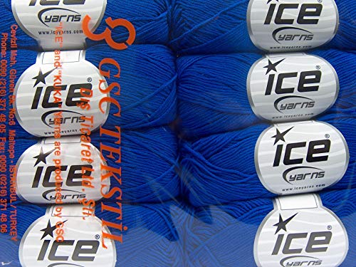 Lot of 8 Skeins Ice Yarns Pure Cotton FINE (100% Cotton) Yarn Saxe Blue