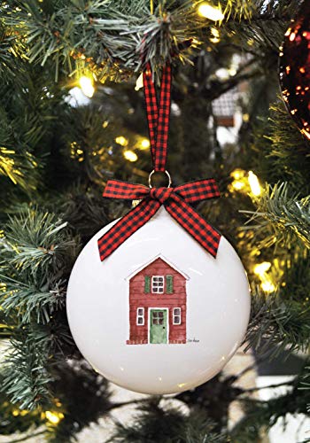 Rae Dunn Christmas Ornaments - Set of 2 Glass Balls - 100mm / 3.94 Inch Large Hanging Holiday Decorations for Xmas Tree Home for The Holidays