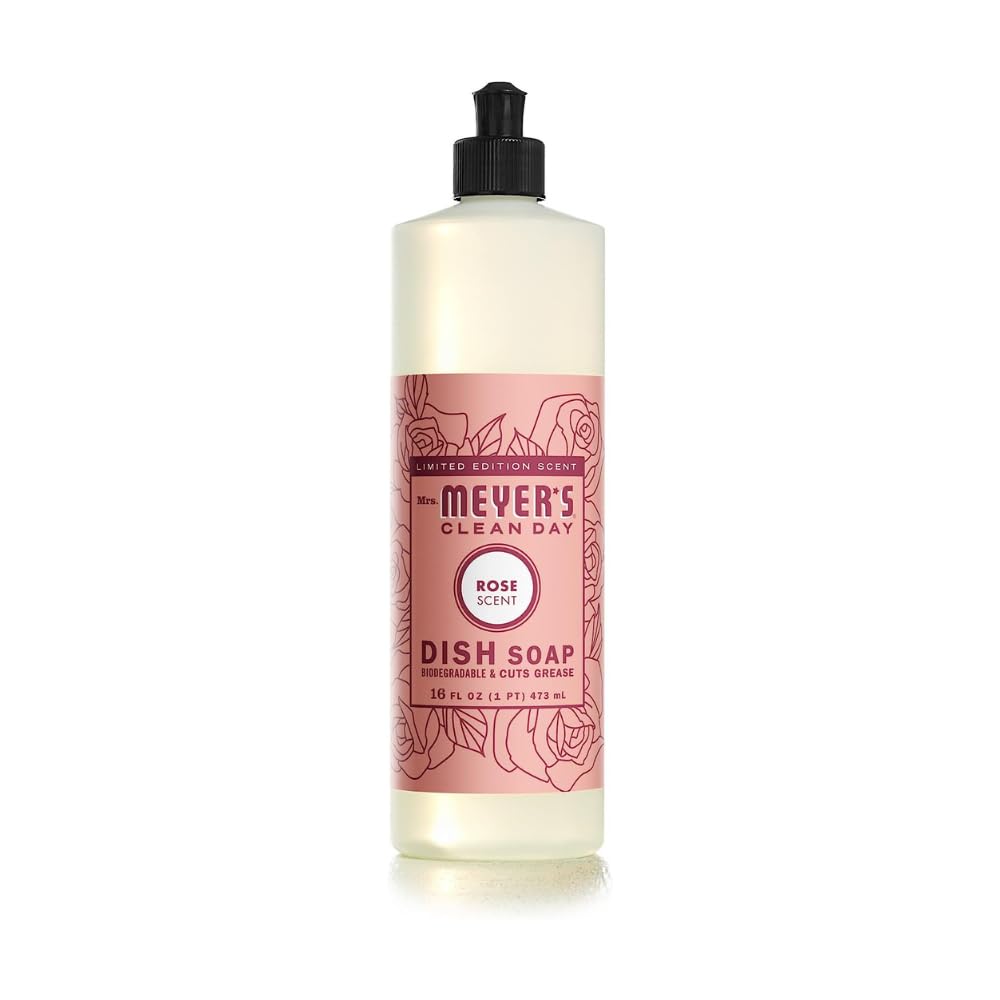 Mrs. Meyer's Liquid Dish Soap Rose Scented, 16 OZ. (Pack of 6)