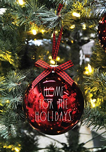 Rae Dunn Christmas Ornaments - Set of 2 Glass Balls - 100mm / 3.94 Inch Large Hanging Holiday Decorations for Xmas Tree Home for The Holidays