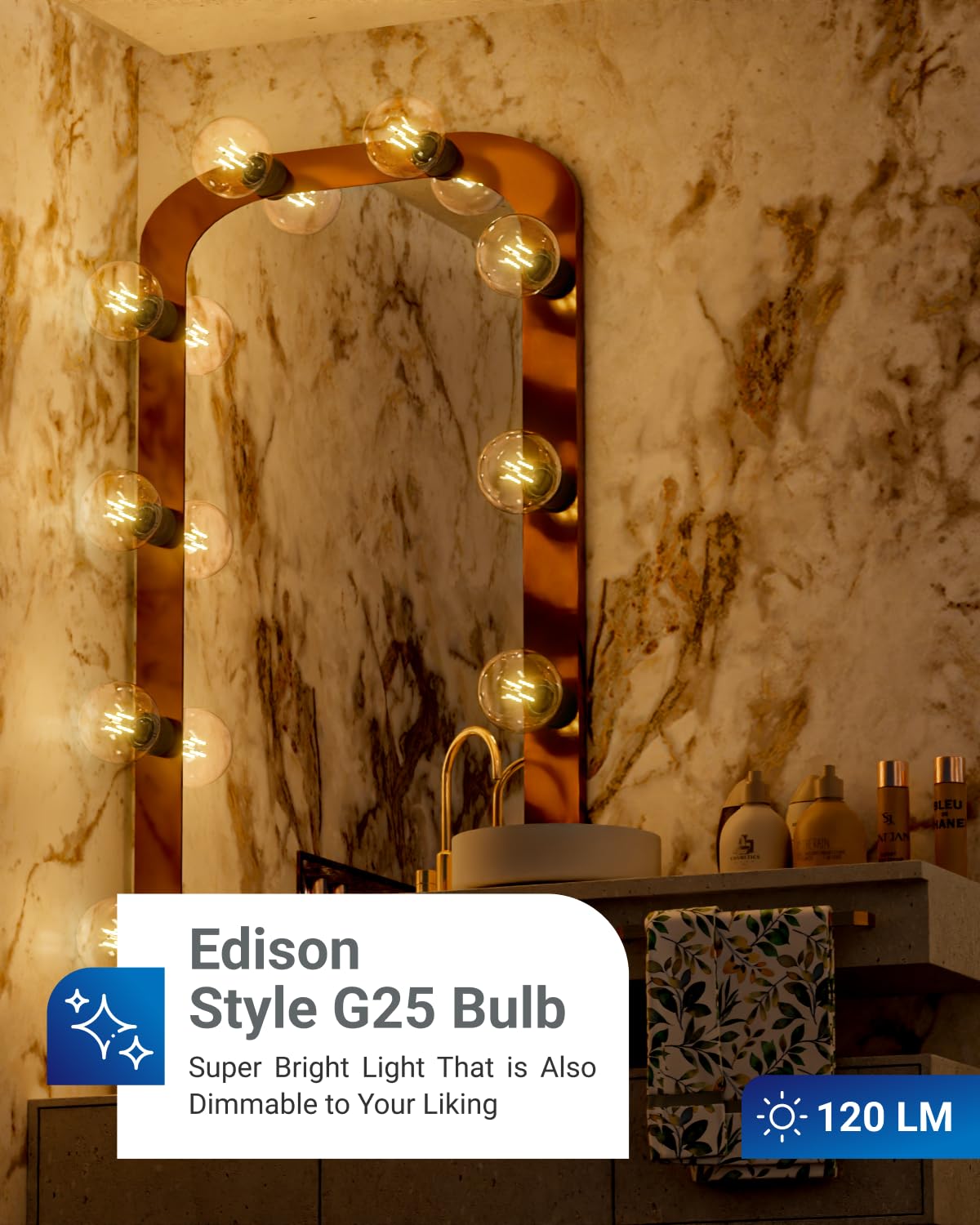 Sunco 8 Pack Vanity Globe Light Bulbs G25 LED for Indoor Bathroom Mirror Living Area, CRI92 3000K Warm White, Dimmable 450 LM, 6W, E26 Base, Round Frosted Classic Ambient Decorative Bulb, UL.