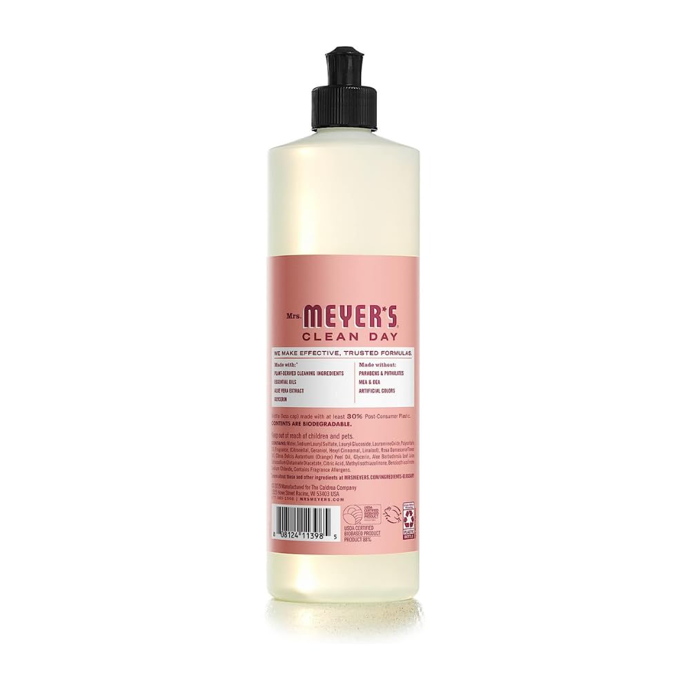 Mrs. Meyer's Liquid Dish Soap Rose Scented, 16 OZ. (Pack of 6)