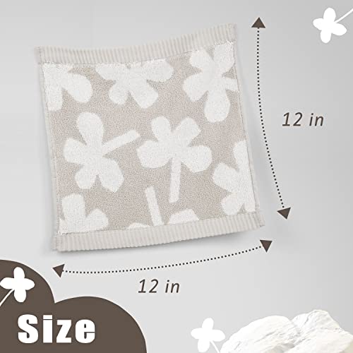 Washcloths 12β x 12β, Highly Absorbent Wash Cloths for Your Body, Four Leaf Clover Wash Clothes for Bathroom Spa (Light Gray), 12 Pack