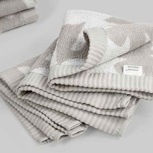 Washcloths 12β x 12β, Highly Absorbent Wash Cloths for Your Body, Four Leaf Clover Wash Clothes for Bathroom Spa (Light Gray), 12 Pack