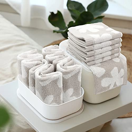 Washcloths 12β x 12β, Highly Absorbent Wash Cloths for Your Body, Four Leaf Clover Wash Clothes for Bathroom Spa (Light Gray), 12 Pack