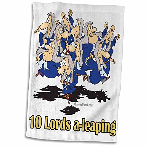 3D Rose Ten Lords A-Leaping Hand/Sports Towel, 15 x 22