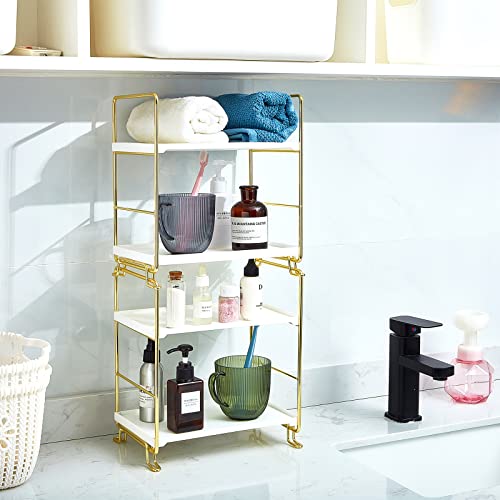 Geelin 2 Pcs Bathroom Countertop Organizer 2 Tier Vanity Counter Organizer Bathroom Countertop Organizer Makeup Shelf Organizer Stackable Gold Perfume Tray Standing Kitchen for Vanity Storage Bedroom
