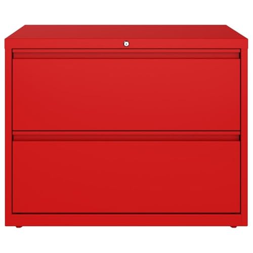 Hirsh 36-in Wide HL10000 Series 2 Drawer Metal Lateral File Cabinet Lava Red