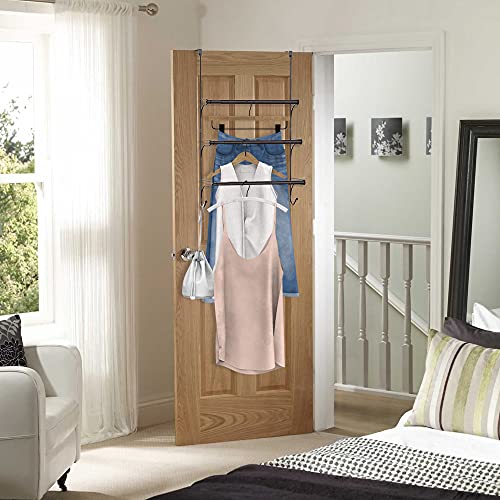 Skycarper Adjustable Over The Door Triple Towel Rack with Double Hooks,Bronze