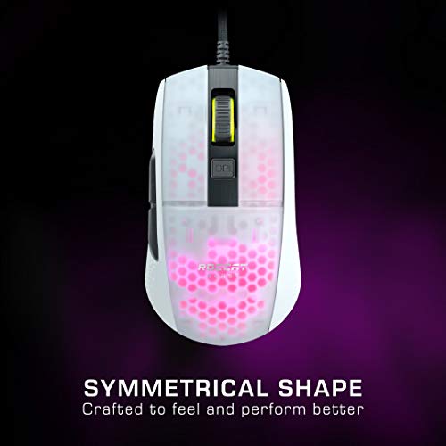 ROCCAT Burst Pro PC Gaming Mouse, Optical Switches, Super Lightweight Ergonomic Wired Computer Mouse, RGB Lighting, Titan Scroll Wheel, Bionic Shell, Claw Grip, Owl-Eye Sensor, 16K DPI, White