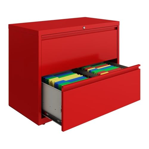 Hirsh 36-in Wide HL10000 Series 2 Drawer Metal Lateral File Cabinet Lava Red