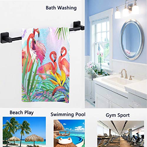 Naanle Chic Tropical Exotic Flamingo Soft Highly Absorbent Large Decorative Hand Towels Multipurpose for Bathroom, Hotel, Gym and Spa (16 x 30 Inches)