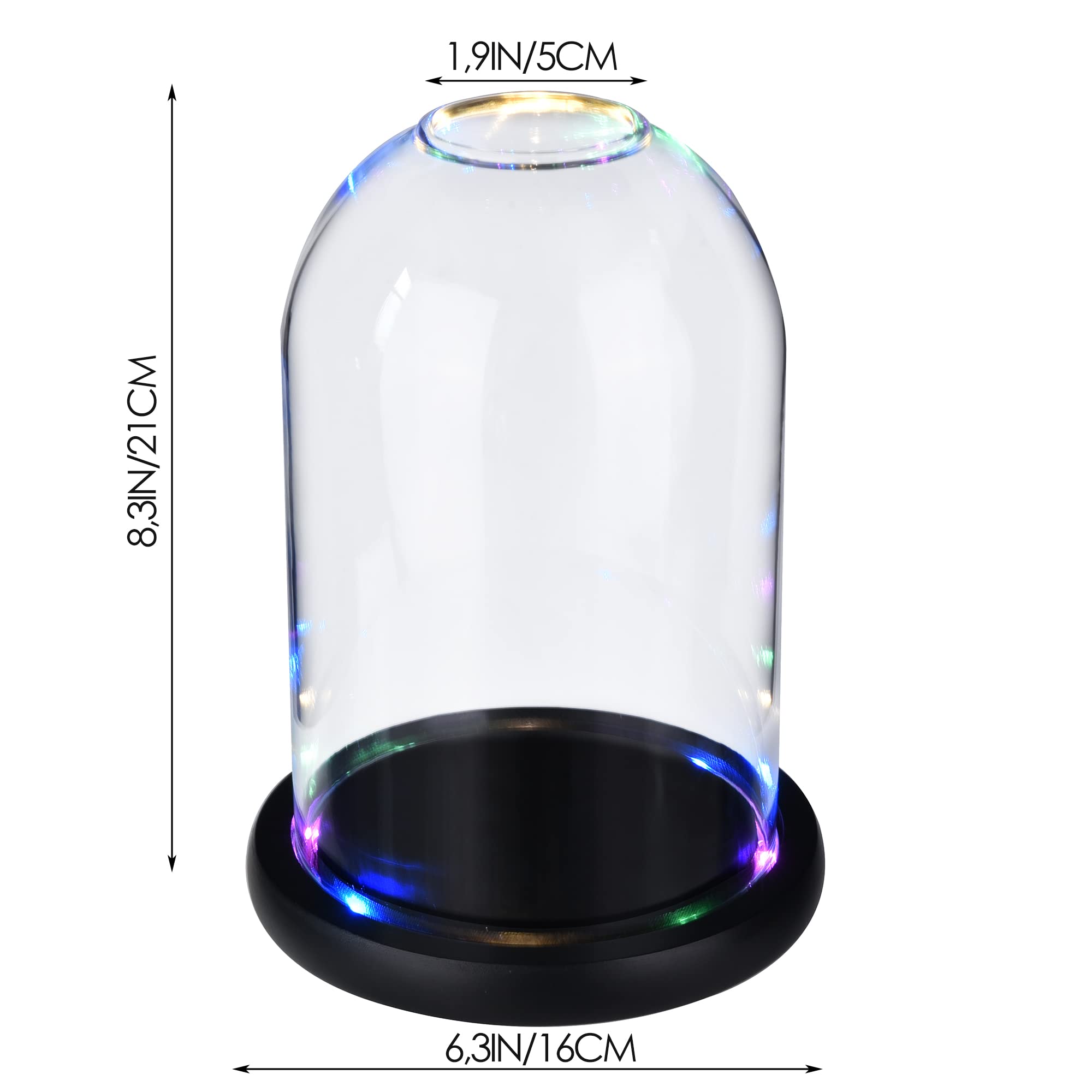 CREATIVECHEF Cocktail Smoker Kit for Glass Dome 5.1" x 7.9“ With Color LED Wooden Base, Cocktails Smoke Infuser Accessory, Smoking Cloche for Drinks