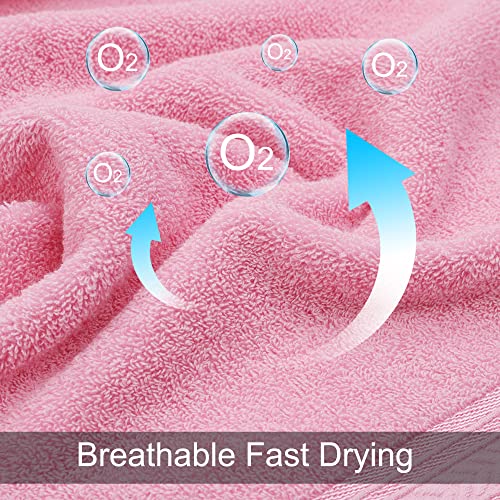 PiccoCasa Hand Towels for Bathroom 13 x 29 Inches 100% Cotton (6 Pack), Soft & Highly Absorbent Oversized Cotton Guest Towels for Hotel Spa, Face Towels Washcloth Pink