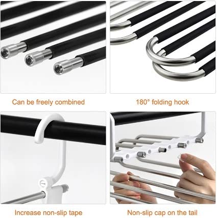 OZUAZ 2 Pack 9 Layers Pants Hangers Space Saving Trousers Hangars Space Saving Hanger Organizer Pant Hangers Multi-Functional Wardrobe Hanger Closet Pants Organizer