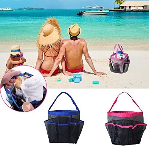convinced8 Mesh Shower Caddy Basket, Mesh Totes-Shower Caddy Portable Bath & Toiletry Organizer-Bag with 8 Outer Pockets for College Dorm, Travel, Camping (Hot Pink, One Size)