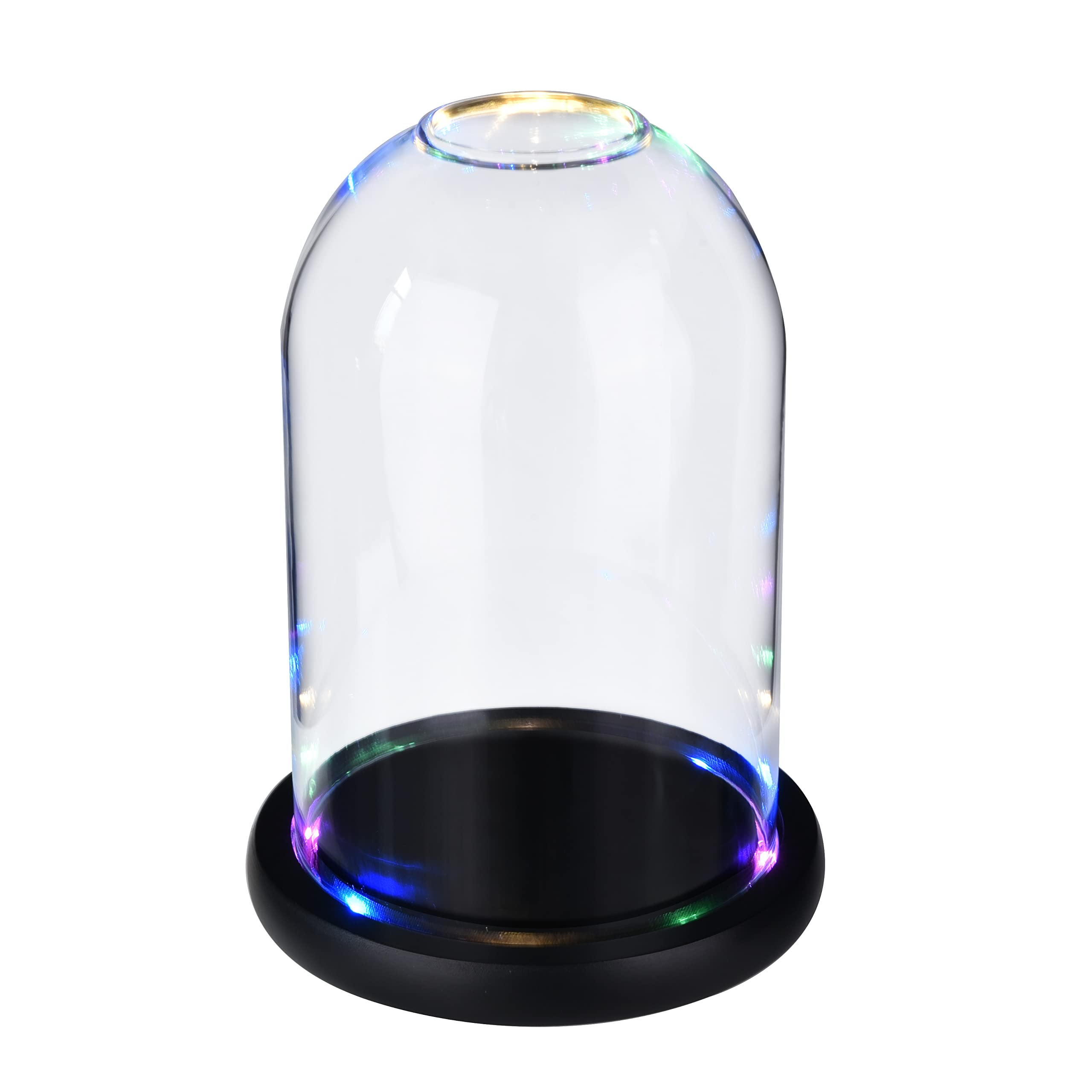 CREATIVECHEF Cocktail Smoker Kit for Glass Dome 5.1" x 7.9“ With Color LED Wooden Base, Cocktails Smoke Infuser Accessory, Smoking Cloche for Drinks