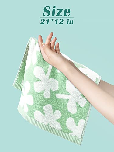 Hand Towel Fingertip Towels Set 12 x 21 Inches, 100% Cotton Small Hand Towels for Bathroom Kitchen Spa 3 Colors 6 Pack, Four Leaf Clover