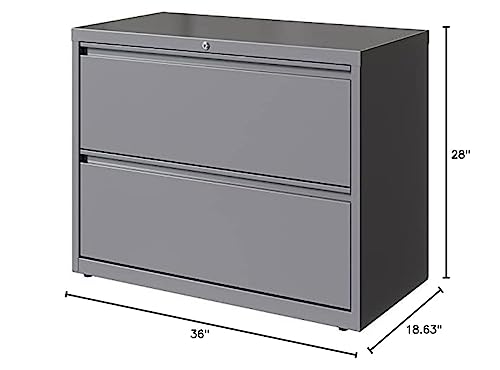 Hirsh 36in Wide HL10000 Series 2 Drawer Metal Lateral File Cabinet Arctic Silver