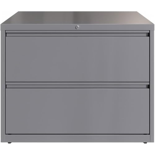 Hirsh 36in Wide HL10000 Series 2 Drawer Metal Lateral File Cabinet Arctic Silver