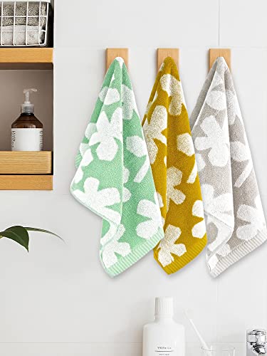 Hand Towel Fingertip Towels Set 12 x 21 Inches, 100% Cotton Small Hand Towels for Bathroom Kitchen Spa 3 Colors 6 Pack, Four Leaf Clover