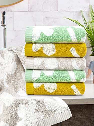 Hand Towel Fingertip Towels Set 12 x 21 Inches, 100% Cotton Small Hand Towels for Bathroom Kitchen Spa 3 Colors 6 Pack, Four Leaf Clover
