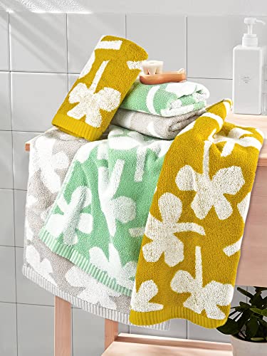 Hand Towel Fingertip Towels Set 12 x 21 Inches, 100% Cotton Small Hand Towels for Bathroom Kitchen Spa 3 Colors 6 Pack, Four Leaf Clover