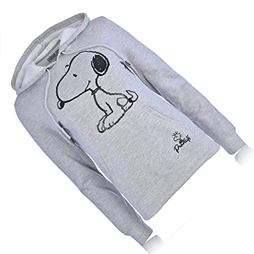 Peanuts Ladies Snoopy Fashion Hoodie - Ladies Classic Snoopy Fleece Sweatshirt Foil Sweatshirt (Heather Grey, 3X-Large)