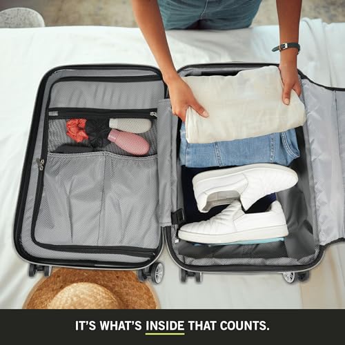 Kenneth Cole REACTION Diamond Tower Collection Lightweight Hardside Expandable 8-Wheel Spinner Travel Luggage, Black, 3-Piece Set (20", 24", & 28")