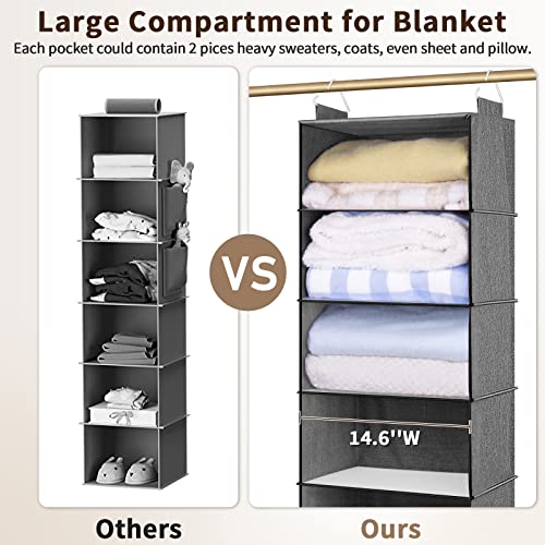 SLEEPING LAMB Short Hanging Shoe Organizer for Closet and 6 Shelves Jumbo Hanging Closet Organizer and Storage
