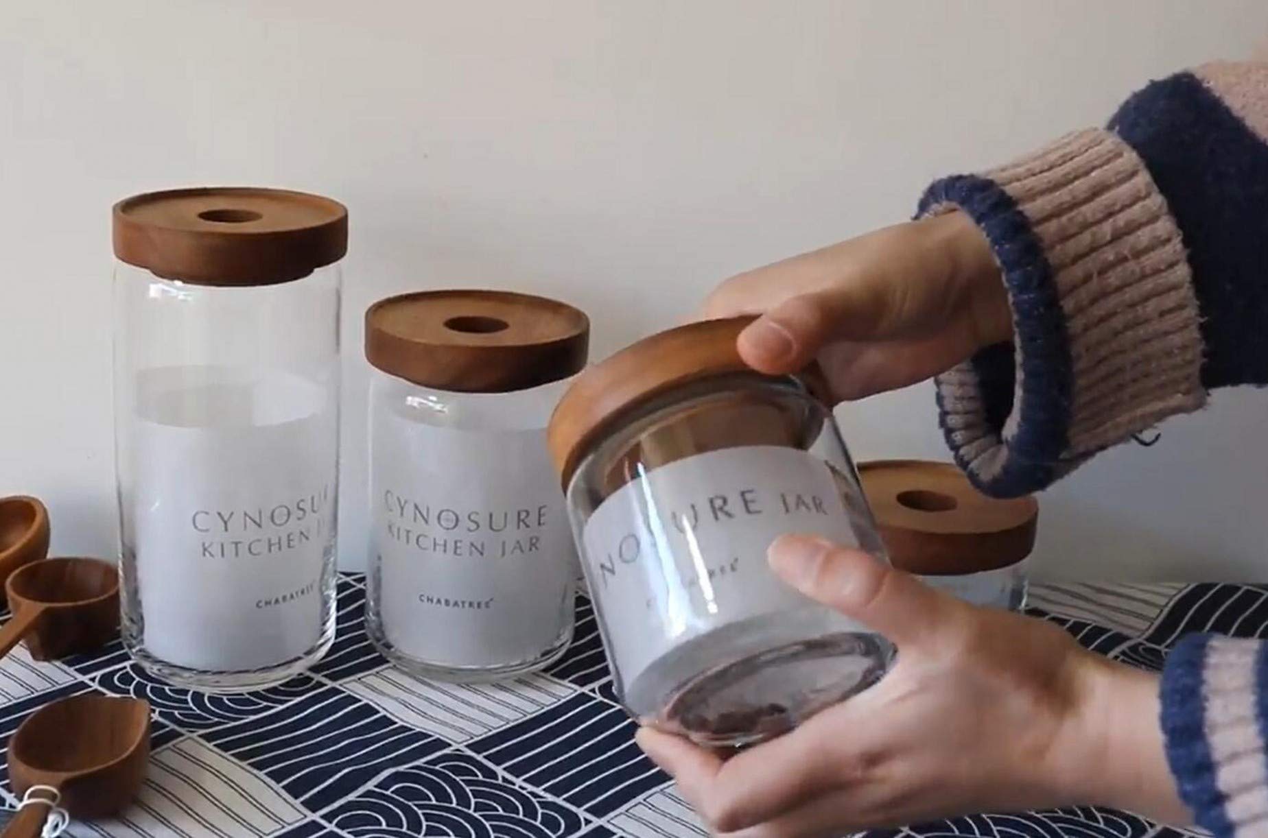 WellieSTR 1Pc (D 1000ml/34oz) Glass Storage Jars (48oz/1400ml) with Airtight Seal Bamboo Lid Stackable Kitchen Canisters for Candy, Coffee Bean Cookie, Rice, Sugar, Flour, Pasta, Nuts, Coffee
