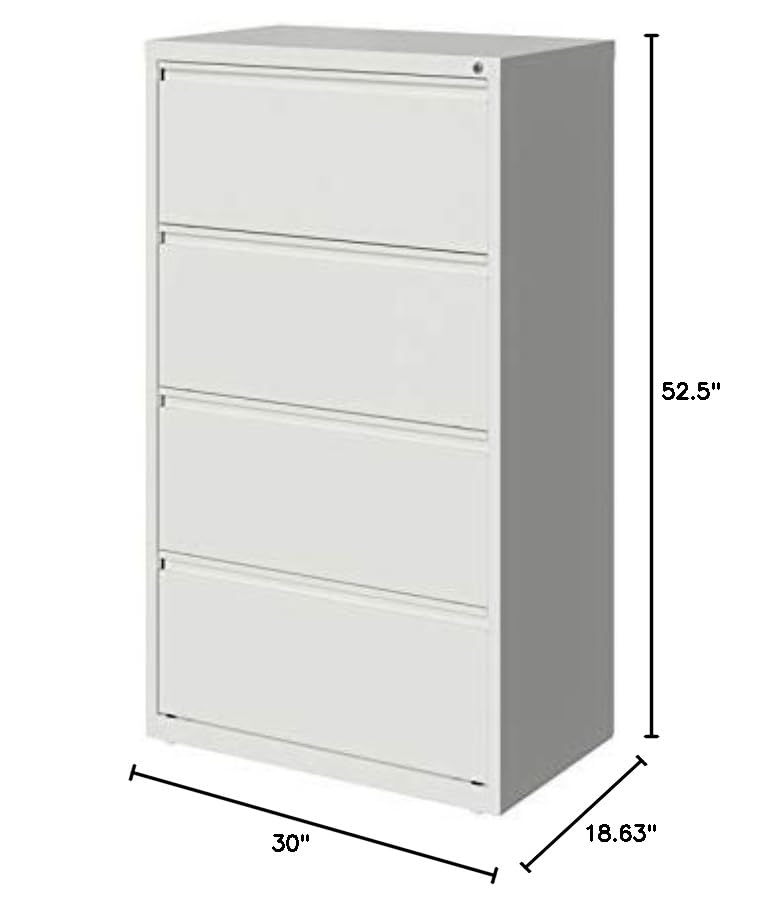Hirsh 30-in Wide HL10000 Series 4 Drawer Metal Lateral File Cabinet White