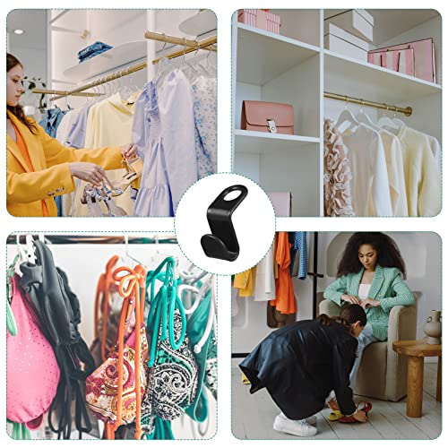 60 Pcs Clothes Hanger Connector Hooks Space Saving Hanger Extender Clips Plastic Hooks Cascading Hangers Space Saving Organizer Hook for Heavy Clothes Closet Home Decors (Black,60 Pieces)