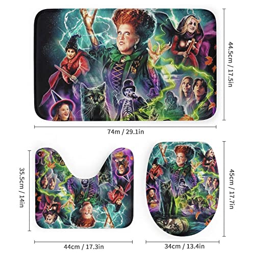 4pcs Halloween Shower Curtain Sets, Bathroom Sets with Shower Curtain, Toilet Lid Rug, Contour Mat and Bath Mat, Shower Curtain with 12 Hooks for Bathroom Set Decor (72 X 72 Inch)