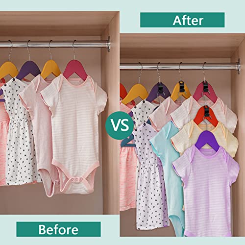 60 Pcs Clothes Hanger Connector Hooks Space Saving Hanger Extender Clips Plastic Hooks Cascading Hangers Space Saving Organizer Hook for Heavy Clothes Closet Home Decors (Black,60 Pieces)
