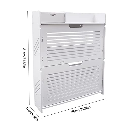 Tilt-Out Modern Shoe Storage Cabinet for Entryway, 2Tier Floor Shoes Cabinet with Doors, Shoe Rack Organizer with 2 Large Fold-Out Drawers