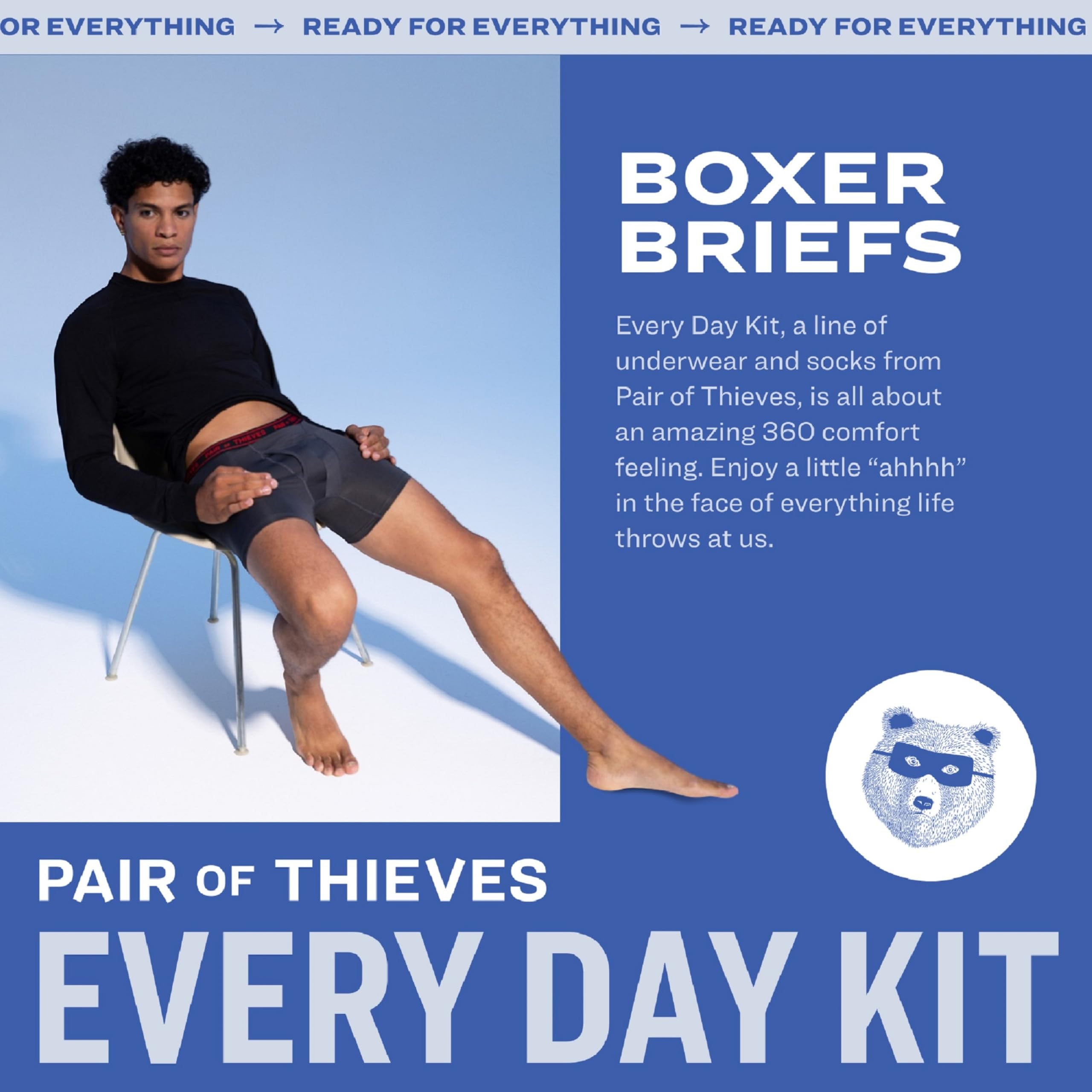 Pair of Thieves Soft Cotton Boxer Briefs for Men Pack (4 Pack) - Tagless Underwear for Men Pack Black