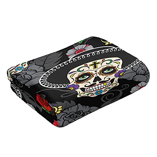 Perinsto Sugar Skulls Hand Towel Day of The Dead Decorative Fingertip Towels Multipurpose for Bathroom Kitchen Gym and Spa, 27.5" X 15.7"