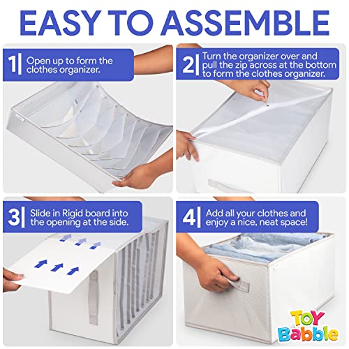 Clothes Organizer for Folded Clothes - Extra Large 9 Grids, Premium Upgraded Wardrobe Clothes Organizer with Handles, Pants organizer for closet. Foldable Jeans Organizer for Closet, tshirt organizer.