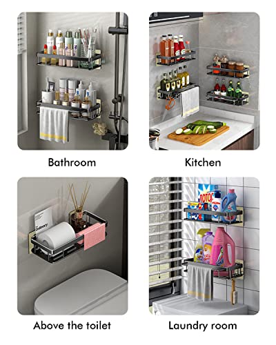 Amythe Shower Caddy Shelf Organizer,Shelves for Bathroom Organizer Wall Shower Shelf for Inside Shower, Bathroom Kitchen Self Adhesive No Drilling Rustproof, Black
