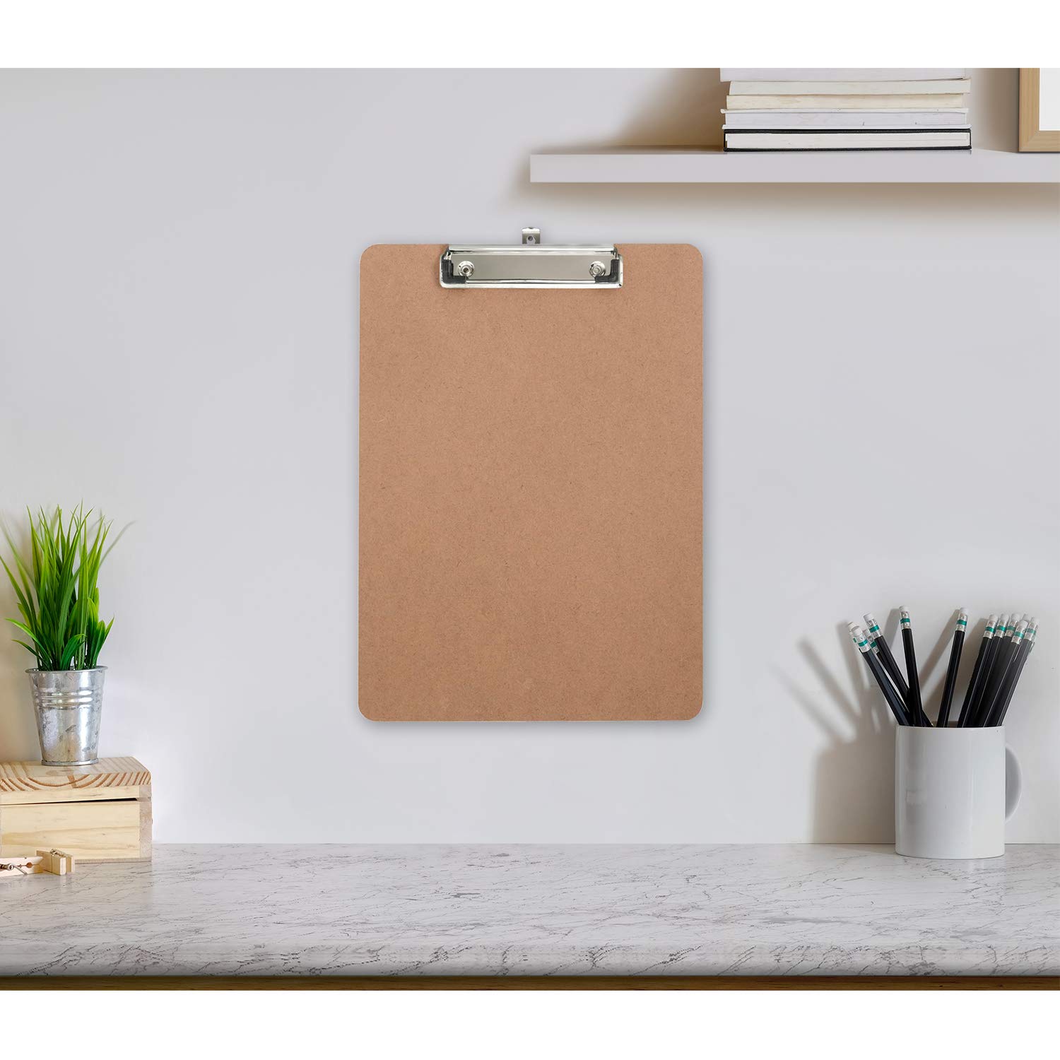 Hongri Hardboard Clipboard, Letter Size Wood Clipboard for Nurses, Lawyers, Students, Classroom, Office, Women, Man, A4 Standard Size 9" x 12.5", with Low-Profile Metal Clip, Brown